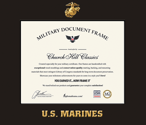 USMC Spectrum Wall Certificate Frame Black