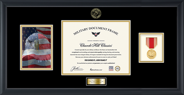 USMC Photo, Certificate, Medal & Engraved Plate Frame (Black) - Black ...