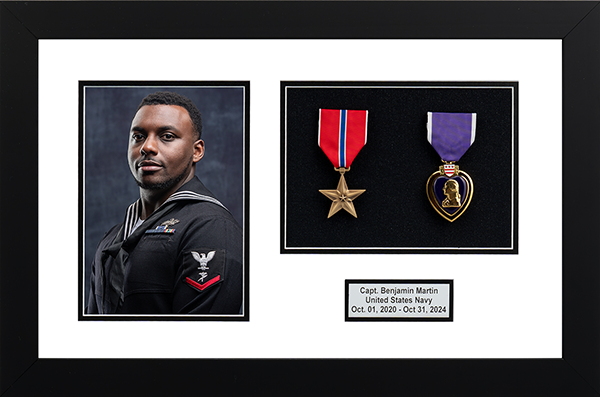 Military Double Medal & Picture Frame with Engraved Plate - Medal ...