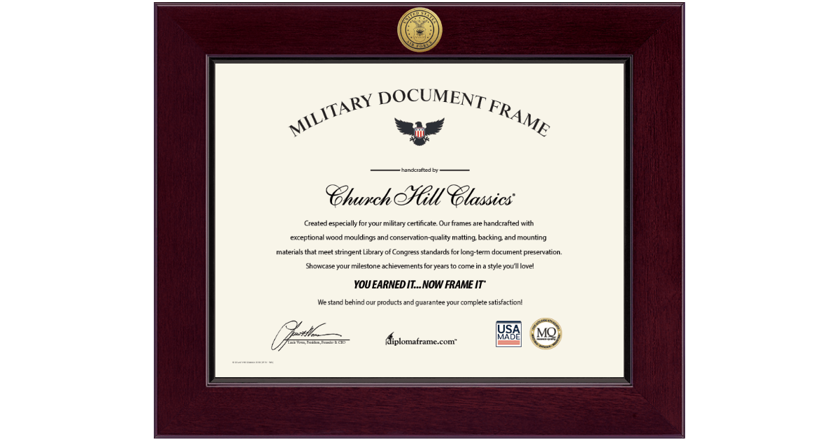 USAF Century Gold Engraved Certificate Frame