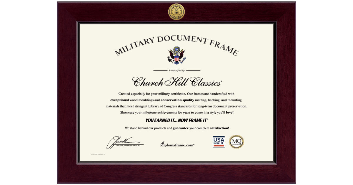 USAF Horizontal 10"x14" - Century Gold Engraved Certificate Frame