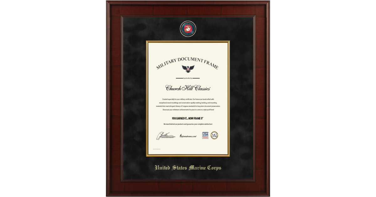 USMC 10"x14" Vertical - Presidential Masterpiece Certificate Frame ...