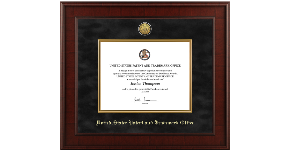 US Patent and Trademark Office Certificate Frames Church Hill Classics