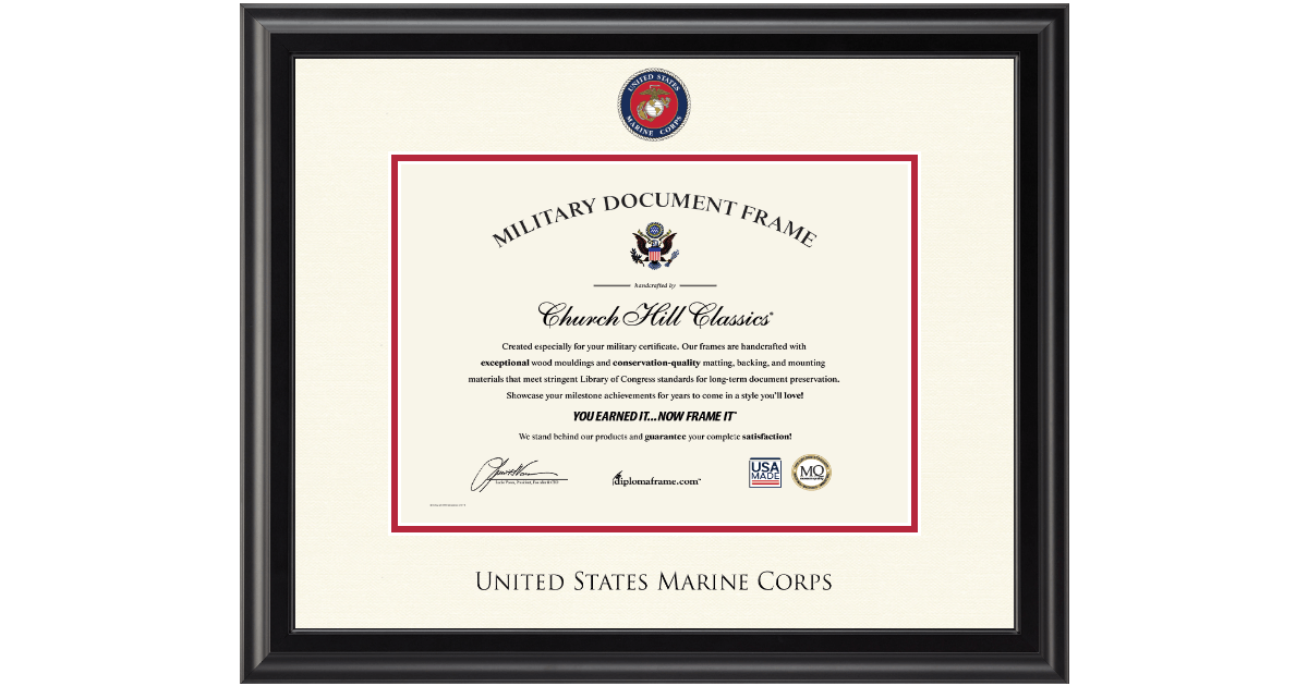 USMC 10"x14" Horizontal- Dimensions Certificate Frame - Textured Ivory ...