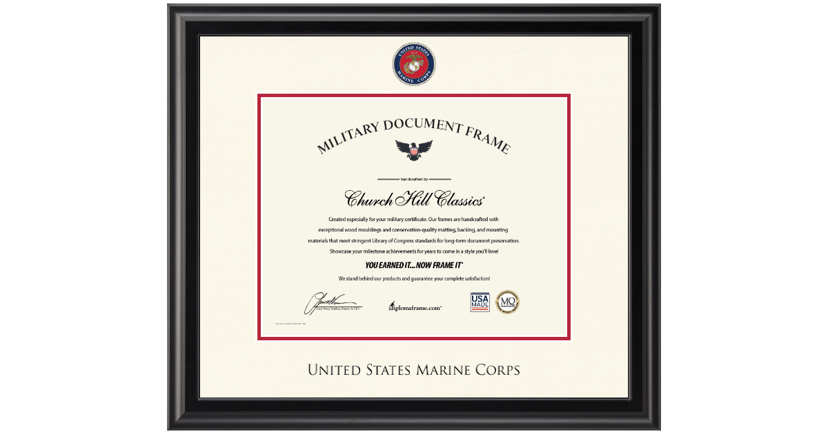 USMC 11"x14" Horizontal- Dimensions Certificate Frame - Textured Ivory ...