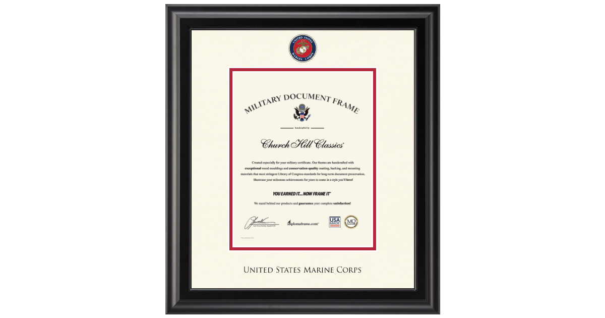 USMC 8"x10" Vertical- Dimensions Certificate Frame - Textured Ivory and ...