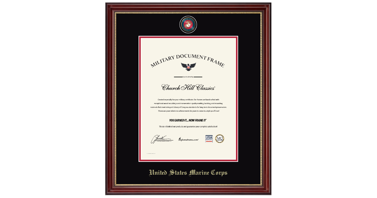 USMC 11"x14" Vertical- Masterpiece Medallion Certificate Frame - Black ...