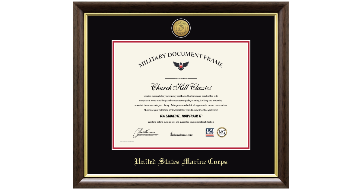 USMC 11"x14" Horizontal- Gold Engraved Medallion Certificate Frame ...