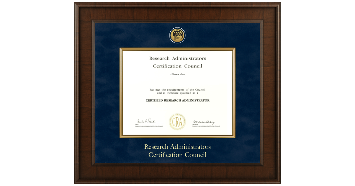 Research Administrators Certification Council | Certificate Frames ...