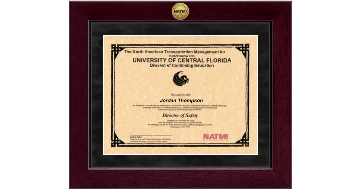 NATM Millennium Gold Engraved Certificate Frame - Black Suede Matting