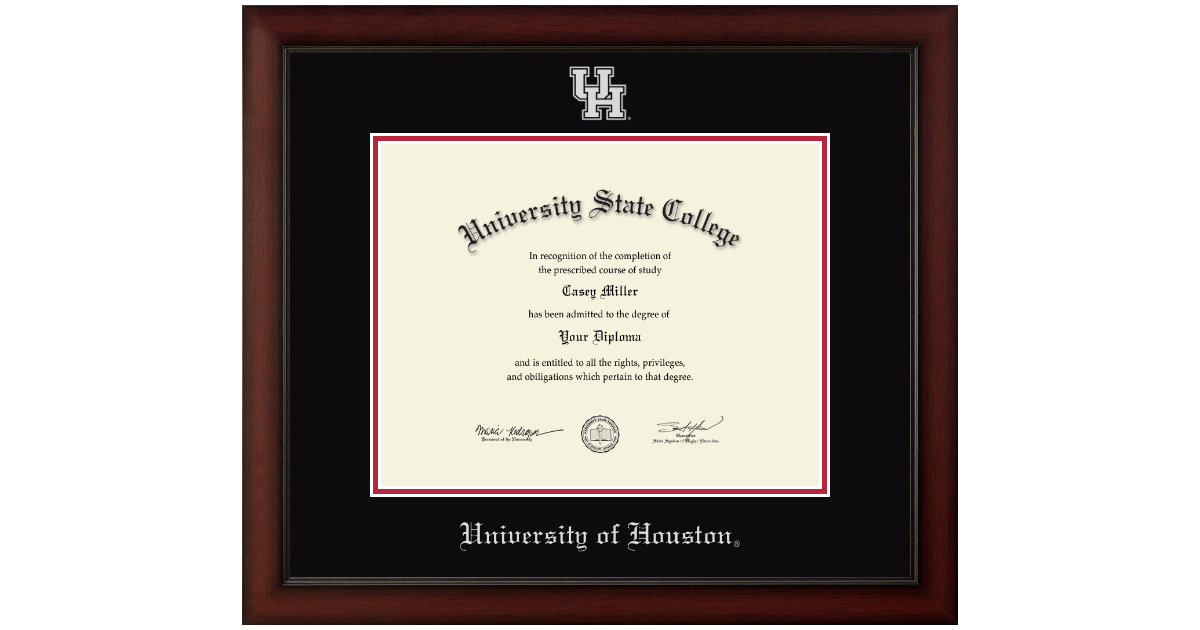 University of Houston Silver Embossed Diploma Frame - Cherry Moulding ...