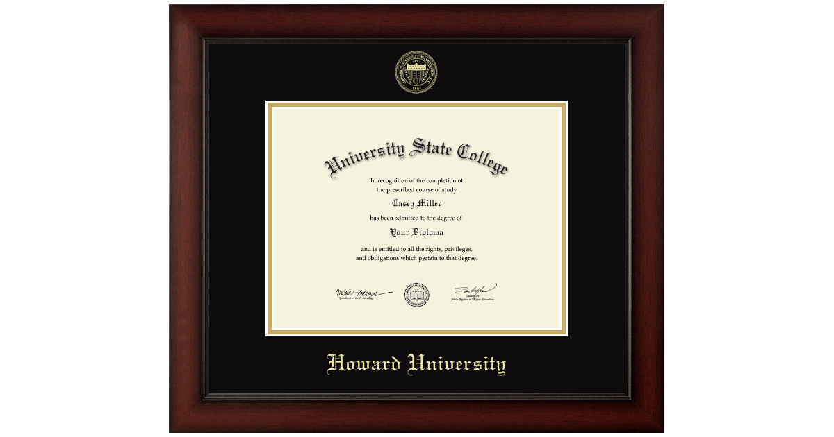 Howard University Gold Embossed Diploma Frame - Cherry Moulding with ...