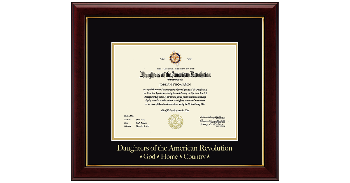 DAR Gold Embossed Certificate Frame - Gallery Moulding