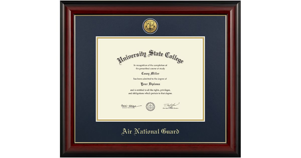 Air National Guard Gold Engraved Medallion Certificate Frame - Cherry ...