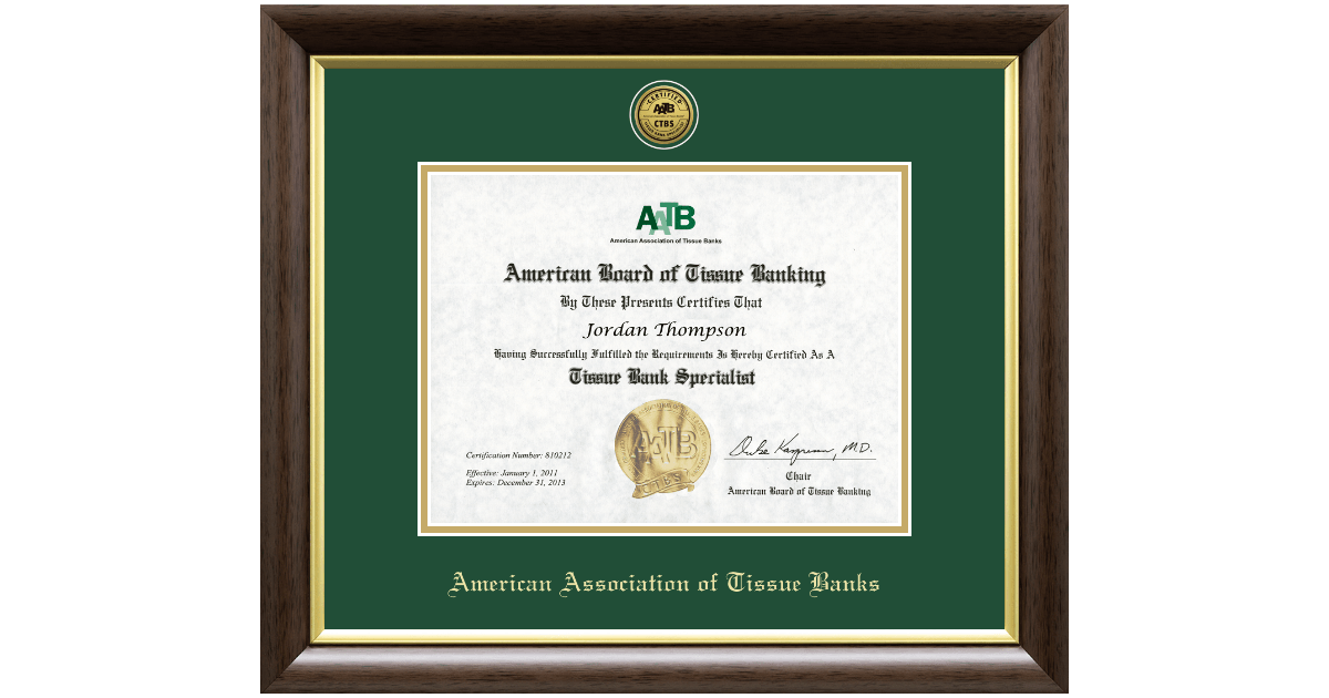American Association of Tissue Banks Certificate Frames - Church Hill ...