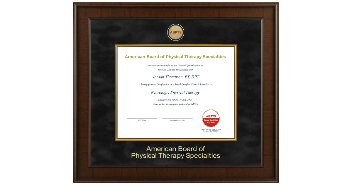 American Board of Physical Therapy Specialties Certificate Frames