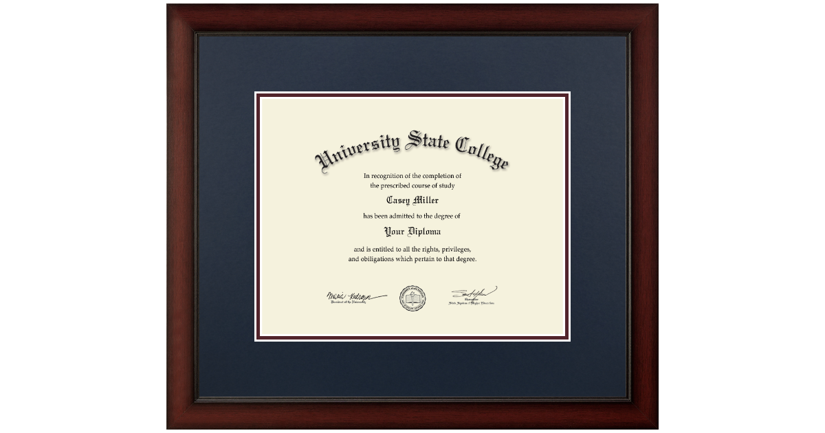 Executive Document Frame Certificate Frame - Cherry Moulding with Navy ...
