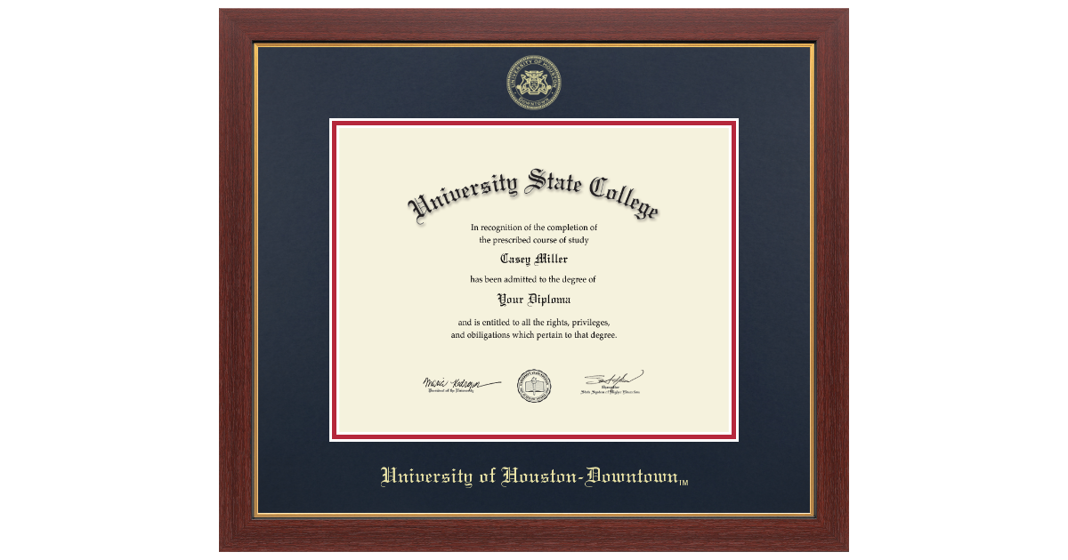 University of Houston Downtown Gold Embossed Diploma Frame - Mahogany ...