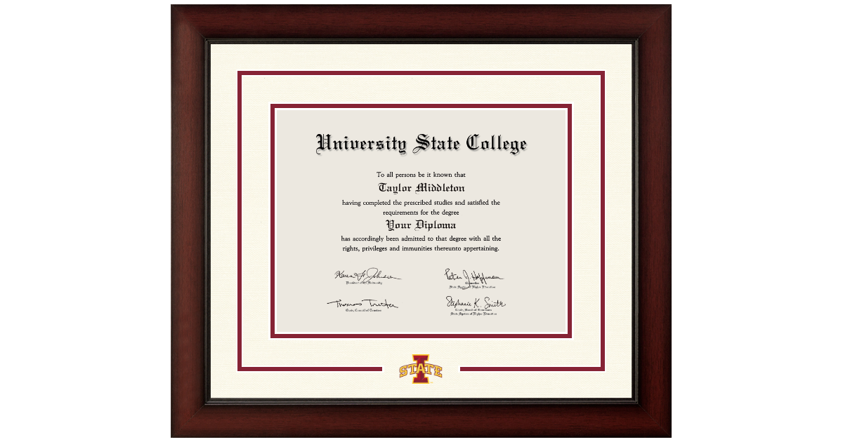 Iowa State University Dimensions Diploma Frame - Cherry Moulding with ...