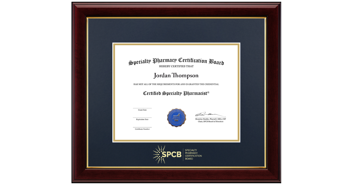 NASP Gold Embossed Certificate Frame - Navy and Gold Matting